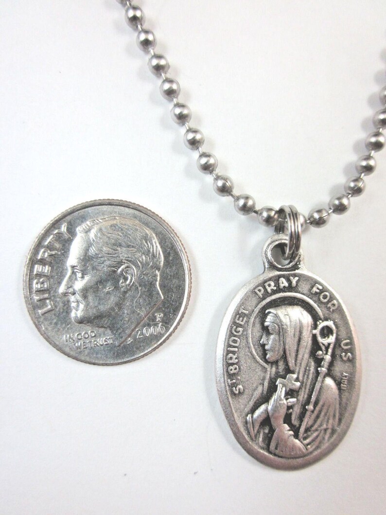 St Bridget (brigid) Medal Italy Pendant Necklace 24" Ball Chain Gift ...