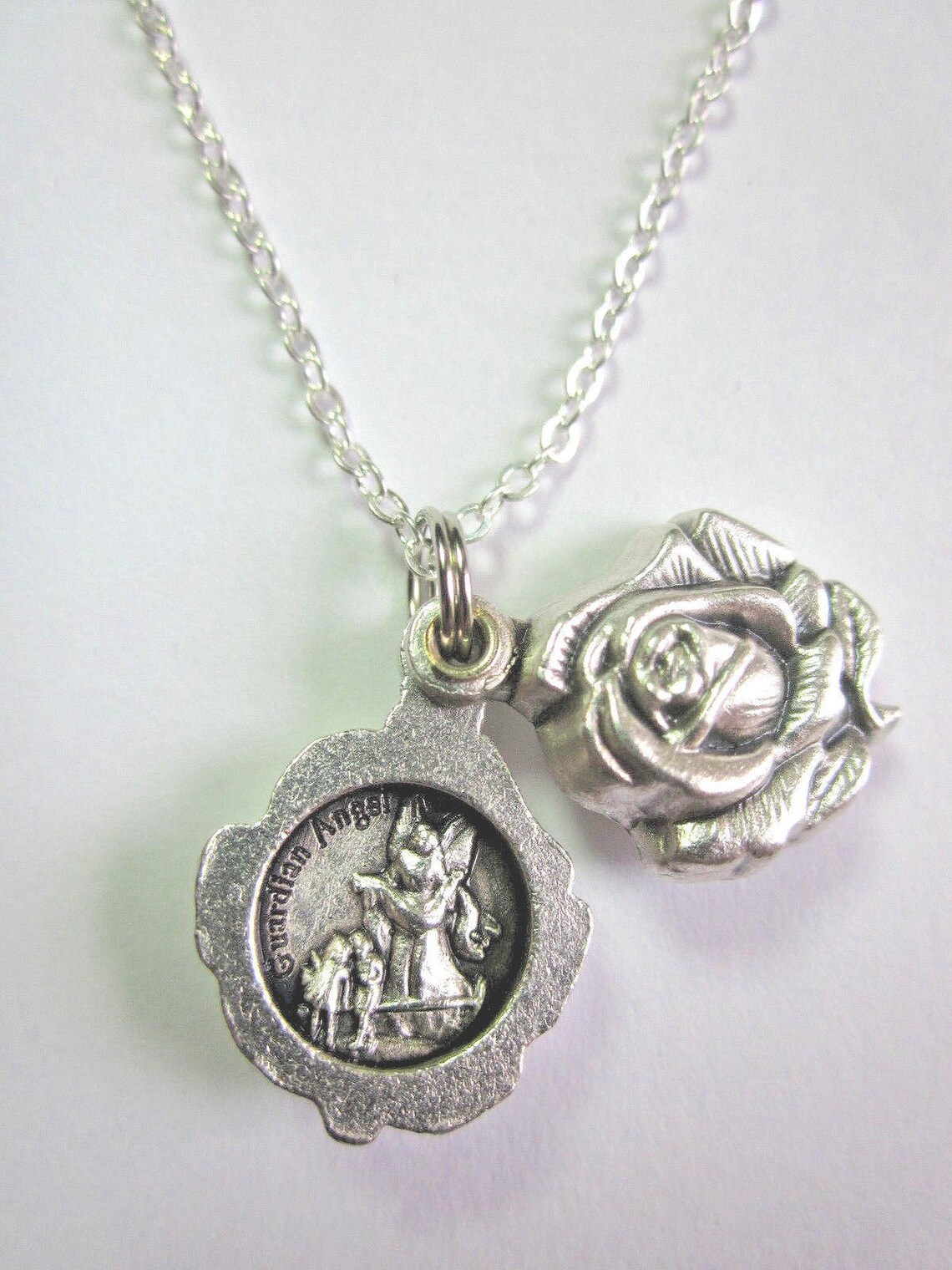 St Michael Archangel /guardian Angel Locket Style Rose Slide | Etsy