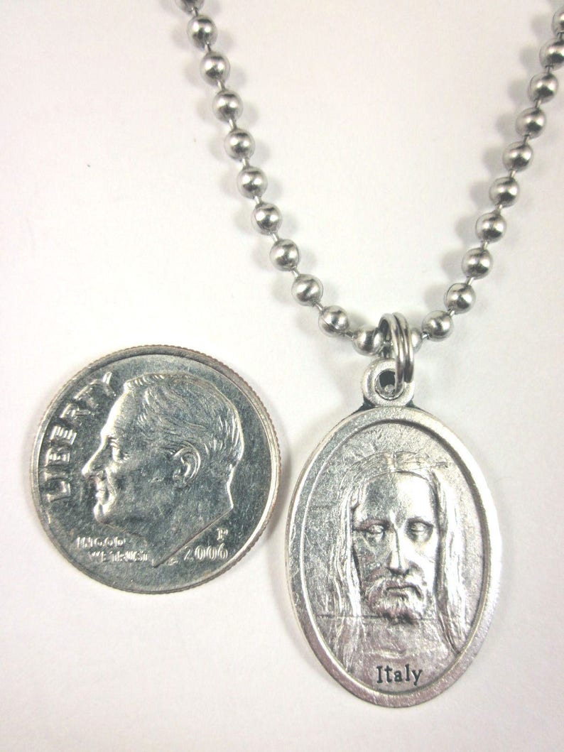 Holy Face / Cross Medal Pendant Necklace 24 Ball Chain - Etsy