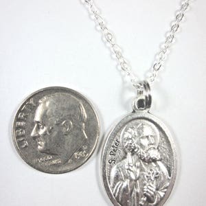 St Peter Medal Italy Pendant Necklace Ladies 20 Chain Gift Box & Prayer ...