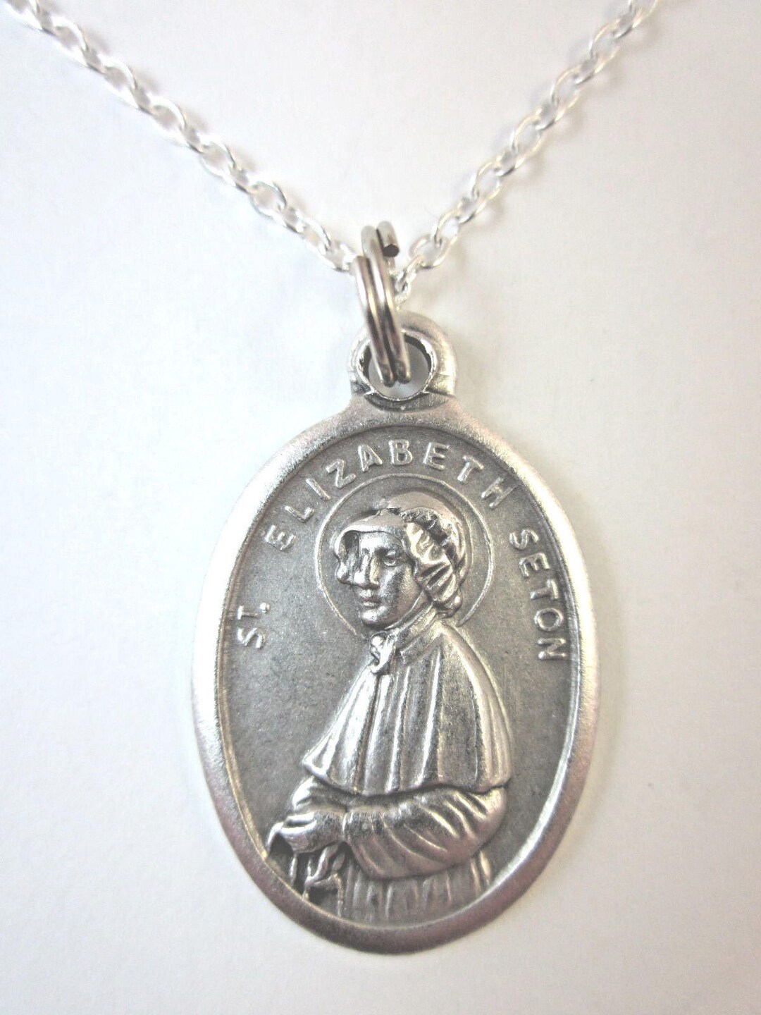 St Elizabeth Ann Seton Medal Italy Pendant Necklace Ladies 20" Chain ...