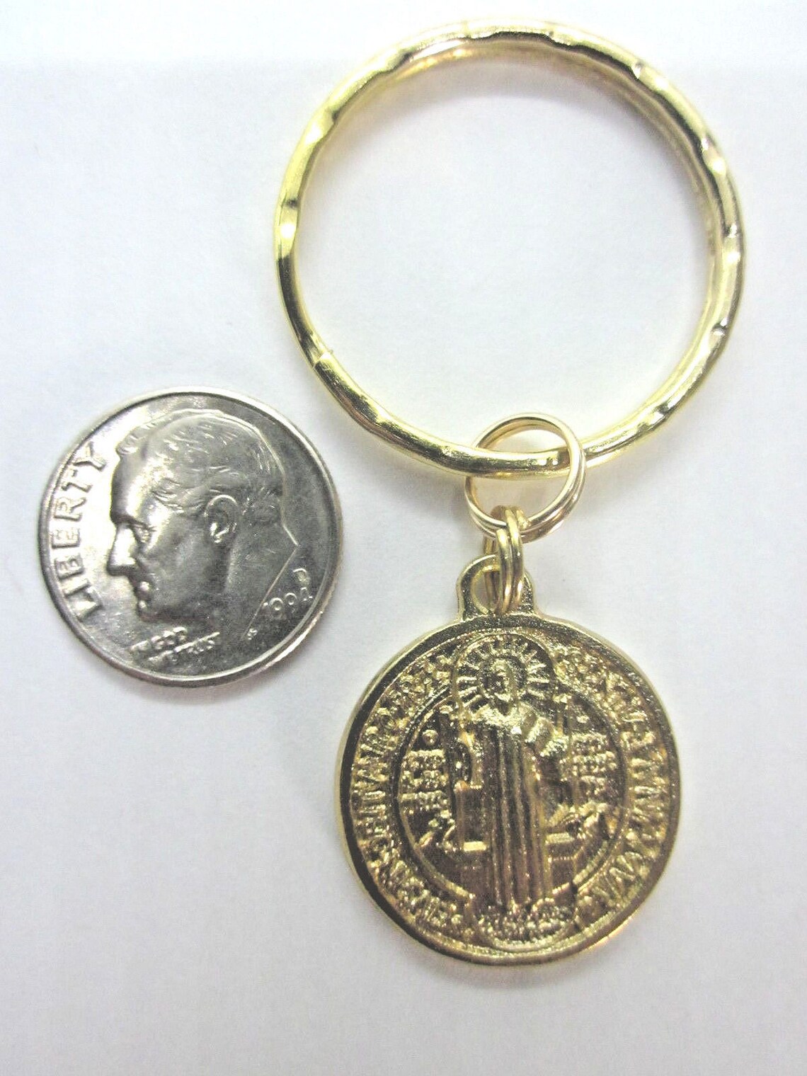 Gold Tone St Benedict Medal Italy Key Ring W/ Gift Box & - Etsy
