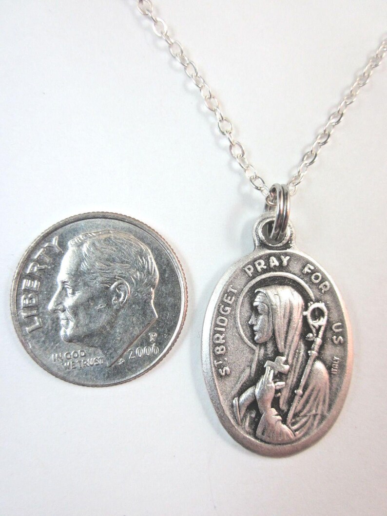 St Bridget Brigid Medal Italy Pendant Necklace Ladies - Etsy