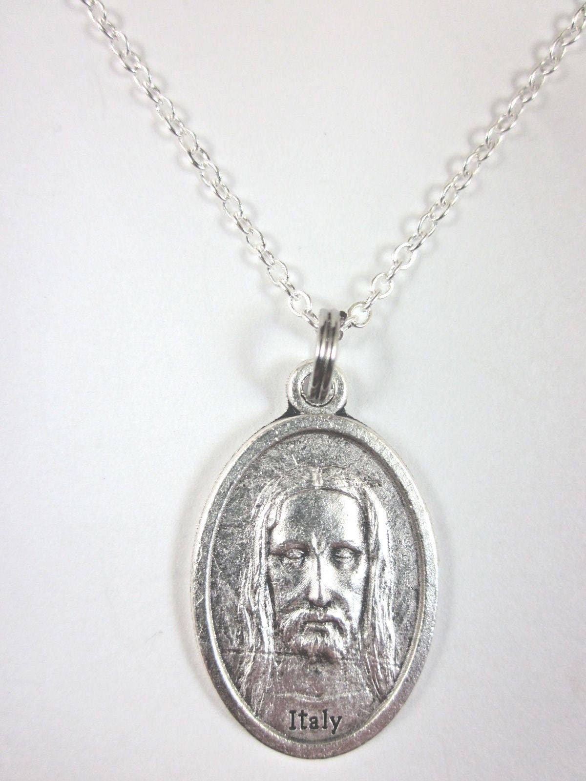 Holy Face of Jesus / Cross Medal Italy Pendant Necklace Ladies 20 ...