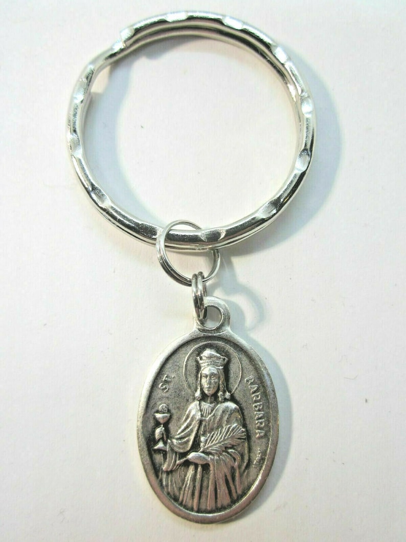 St Barbara Medal Italy Key Ring W/ Gift Box & Prayer Card - Etsy