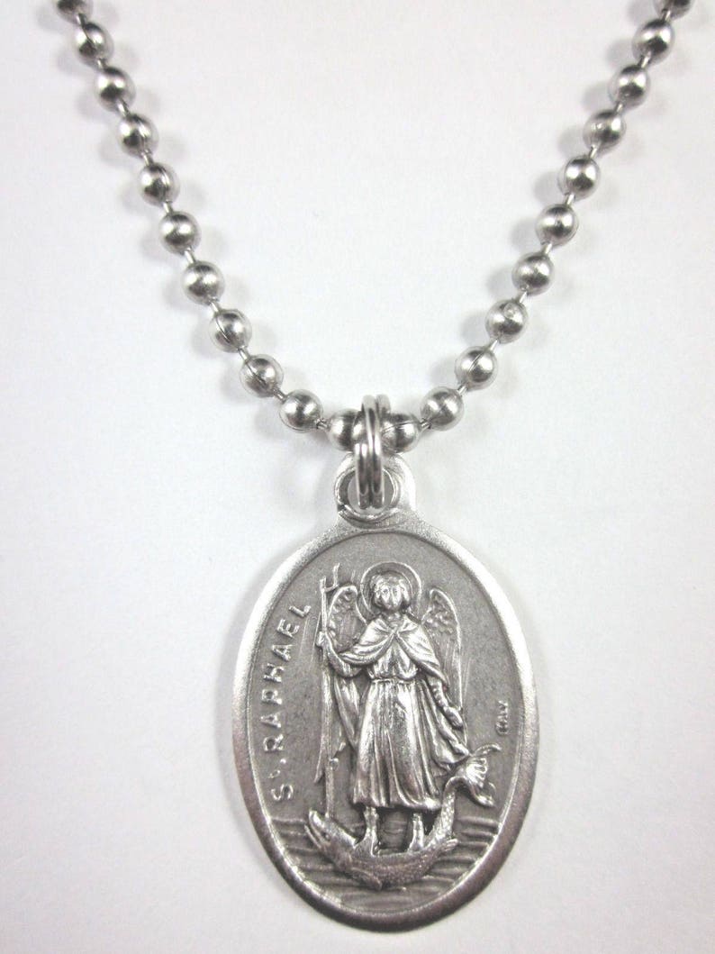 St Raphael the Archangel Medal Pendant 24" Ball Chain Gift Box & Prayer ...
