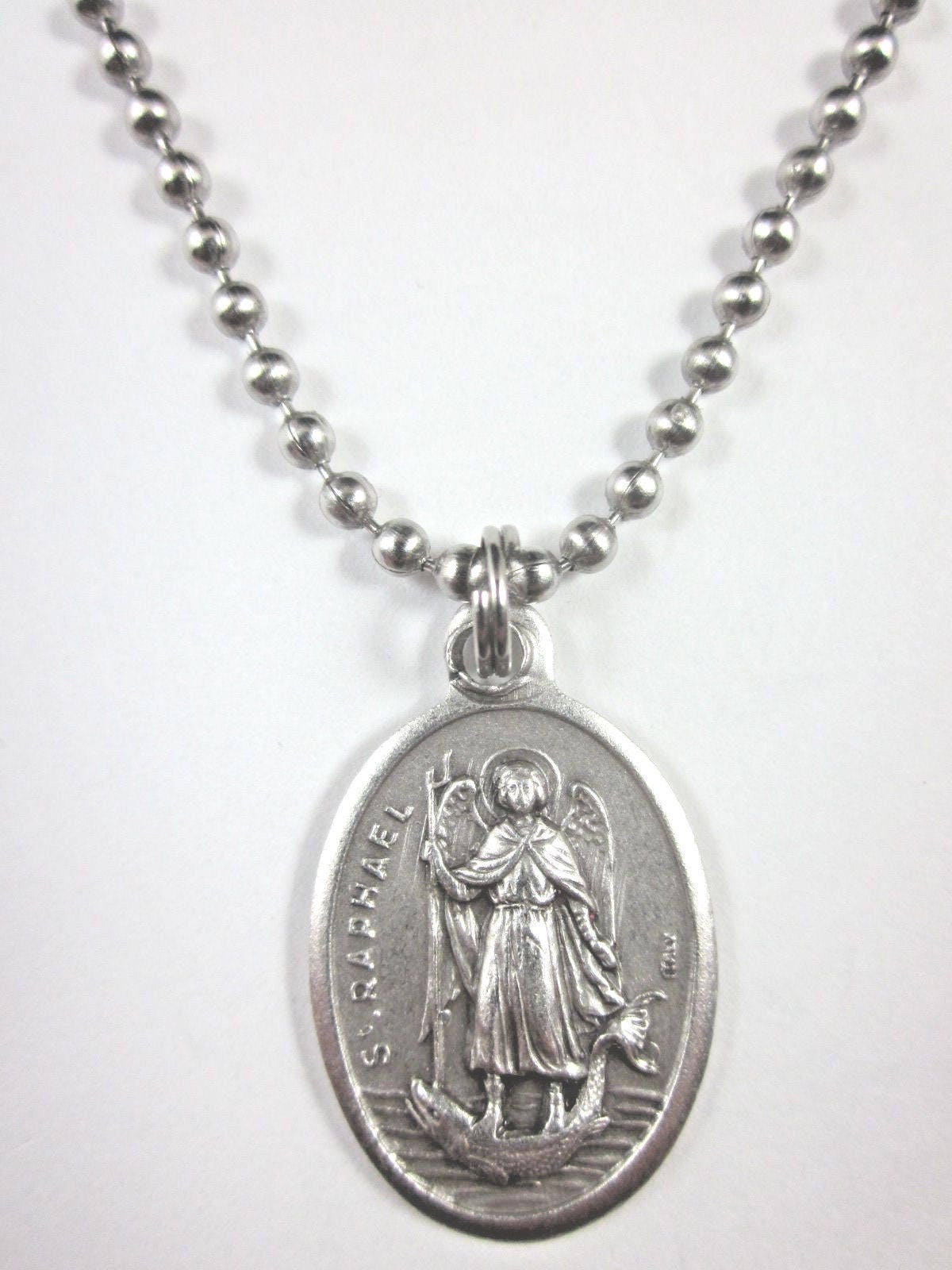 St Raphael the Archangel Medal Pendant 24" Ball Chain Gift Box & Prayer ...