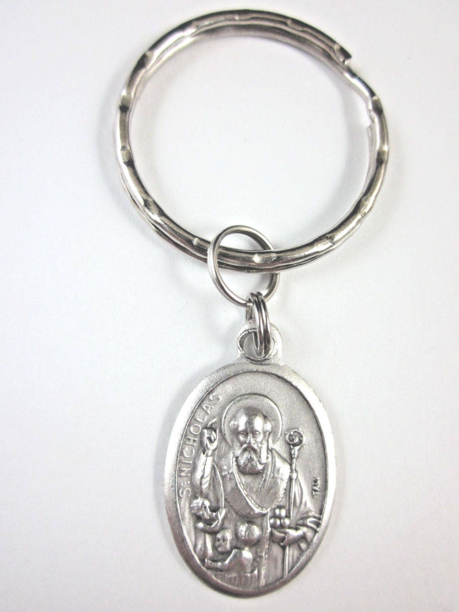 St Nicholas With Children Medal Italy Key Ring Gift Box & Prayer Card ...