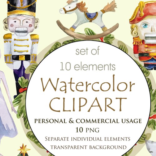 The Nutcracker Watercolor Clipart Christmas Digital Download - Etsy