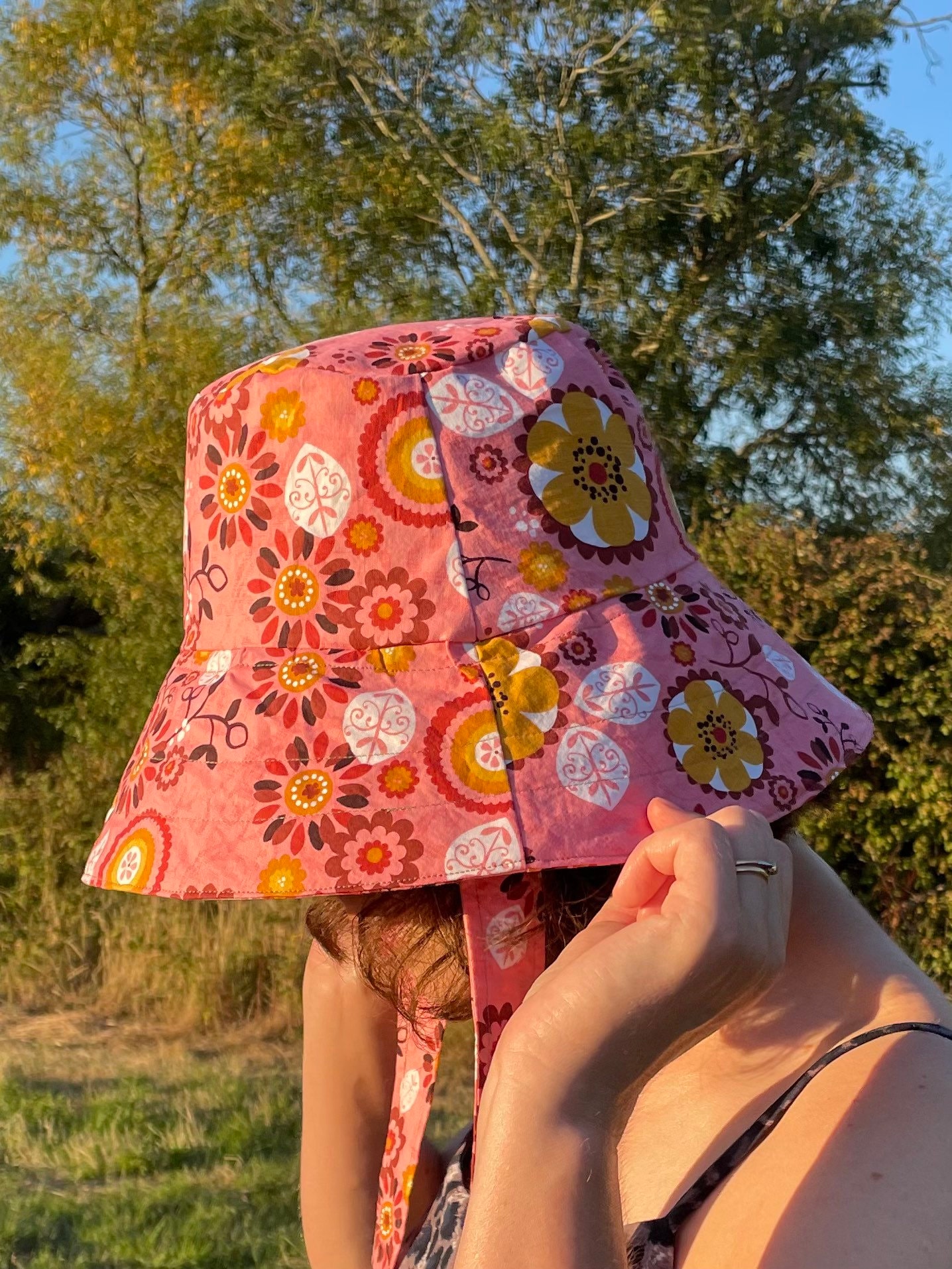 Floral Sun Hat Pink Floral Bucket Hat Floral Print Hat Wide - Etsy