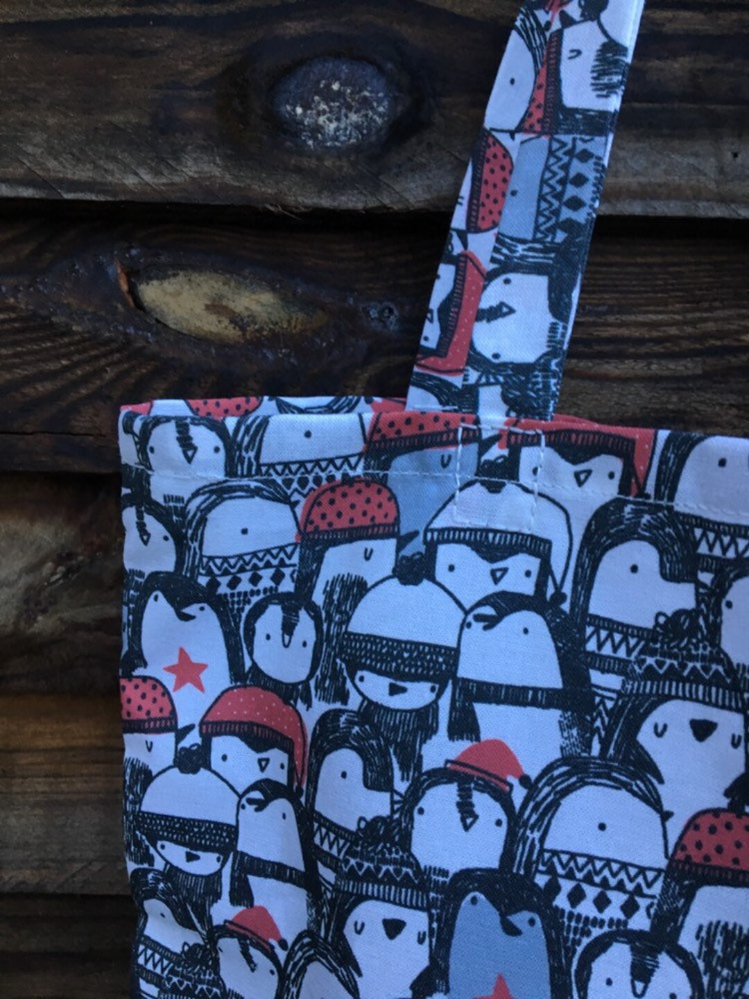 Christmas Penguin Bag, Penguin Tote, Christmas Tote Bag, Penguin Print ...
