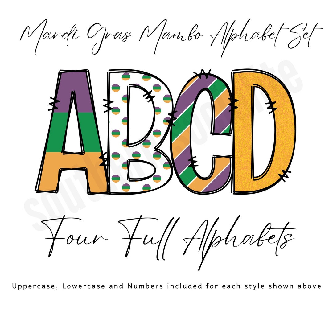 Mardi Gras Alphabet for Use in Sublimation, Digital, Dtf, Scrapbooking ...