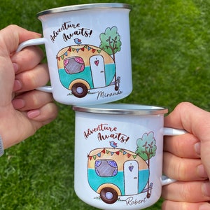 Personalised CARAVAN Enamel Mug, Caravan Owner MUG, Camping Mug, Gift ...