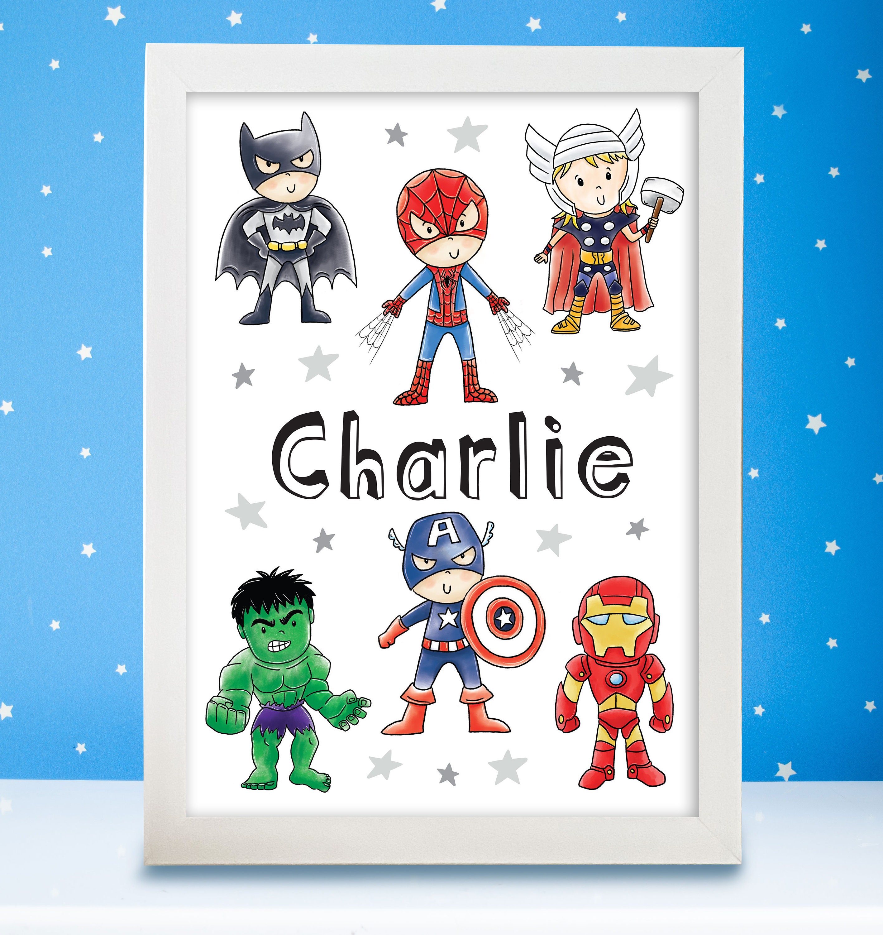 Personalised Name Superhero Prints Custom Superheroes Wall - Etsy UK