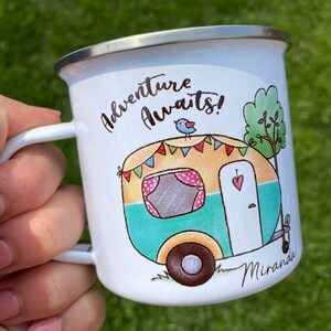 Personalised CARAVAN Enamel Mug, Caravan Owner MUG, Camping Mug, Gift ...