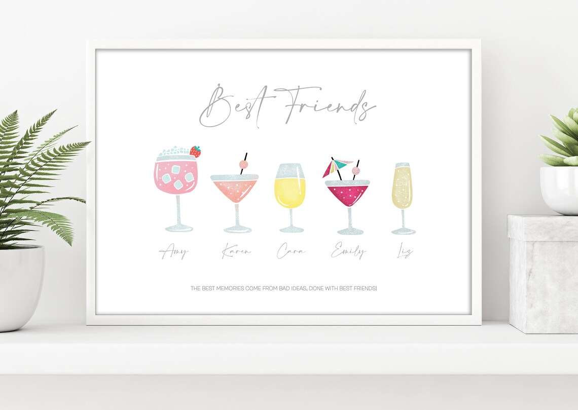 BEST FRIENDS Drinks Print, Prints for FRIENDS, Alcohol Print, Prints ...