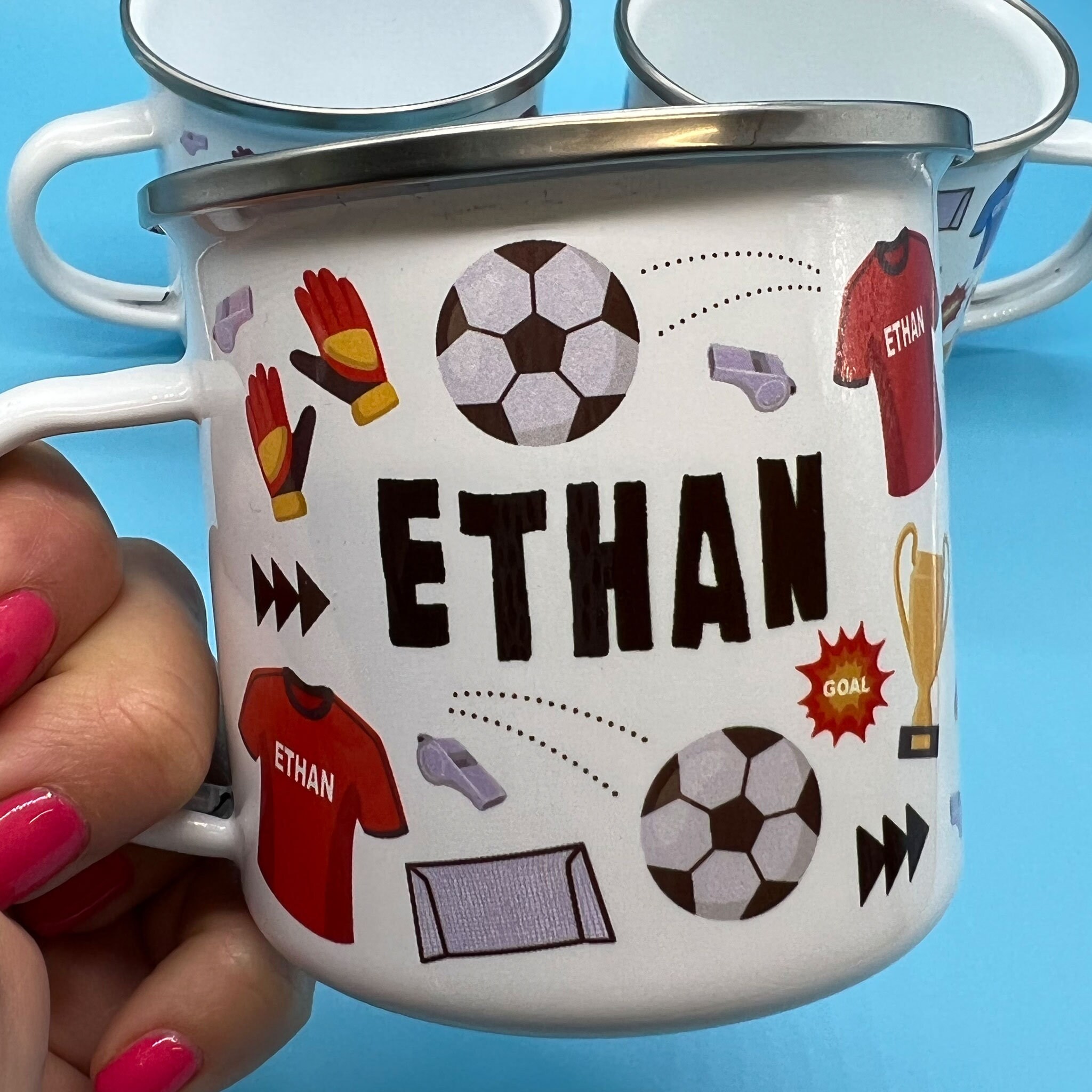 Personalised Enamel Football Mug. Football Lover Mug Boys - Etsy