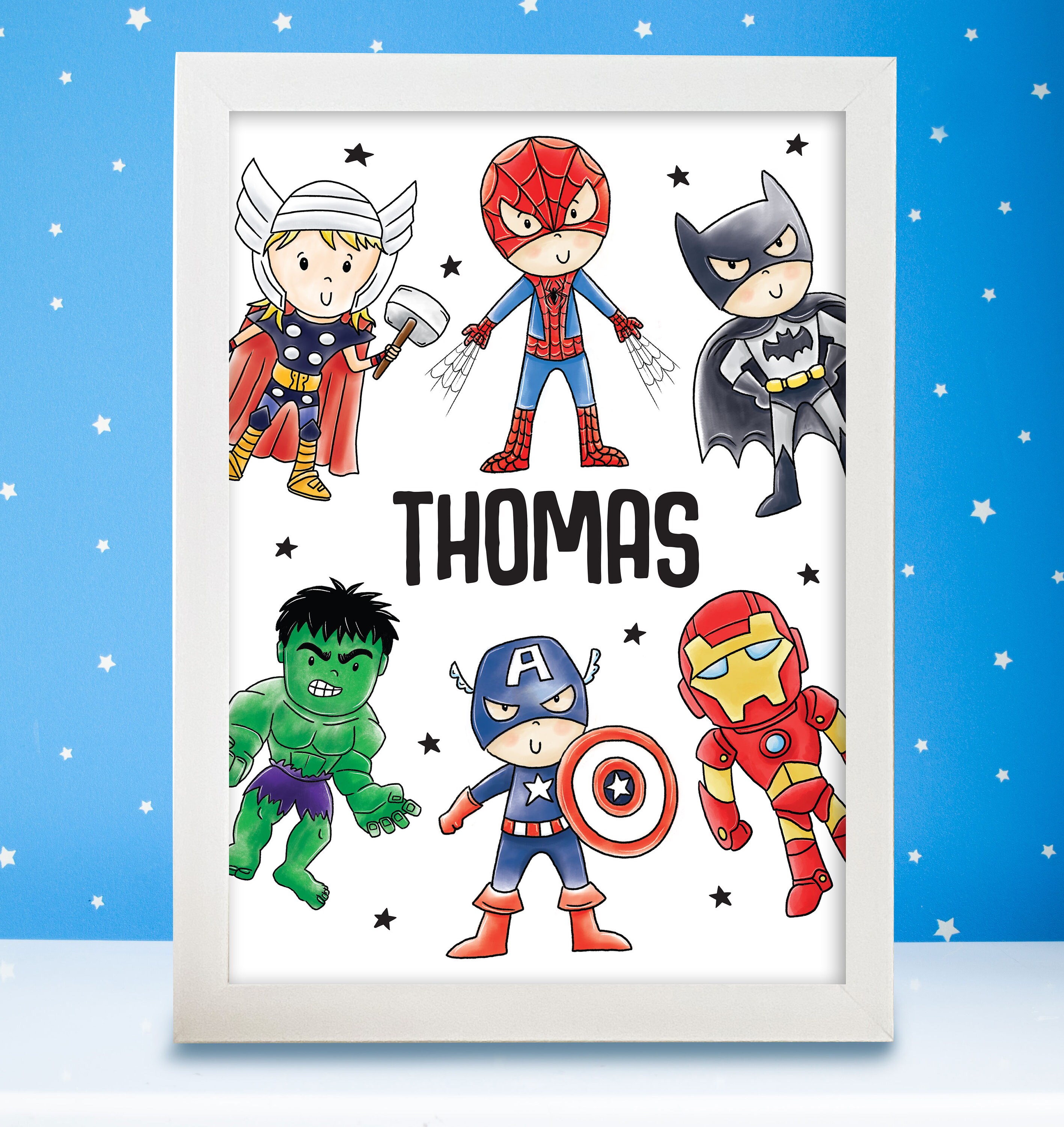 Personalised Custom Name Superhero Prints Superheroes Wall | Etsy