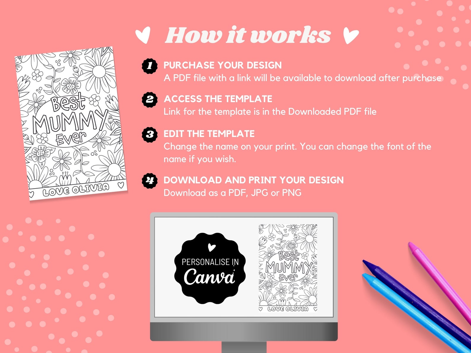 Best Mummy Ever Colouring Page, Mothers Day Activity, Personalised Mum ...