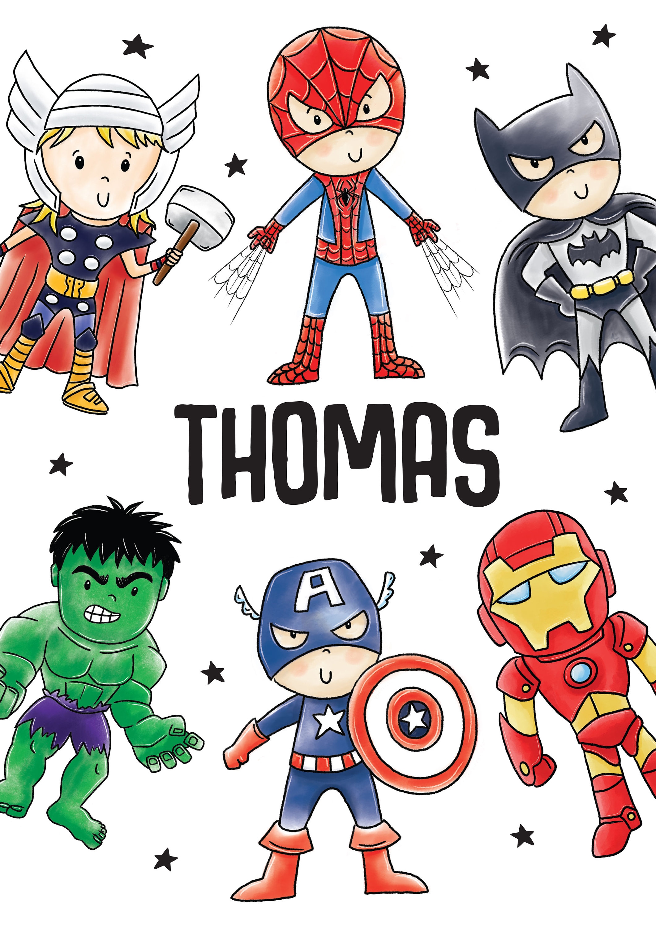 Personalised Custom Name Superhero Prints Superheroes Wall | Etsy