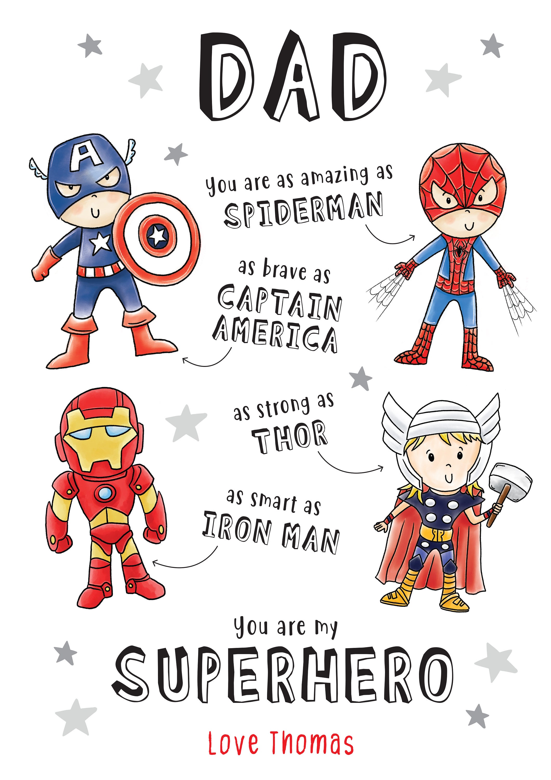 Personalised Daddy Dad Superhero Print Father's Day - Etsy UK