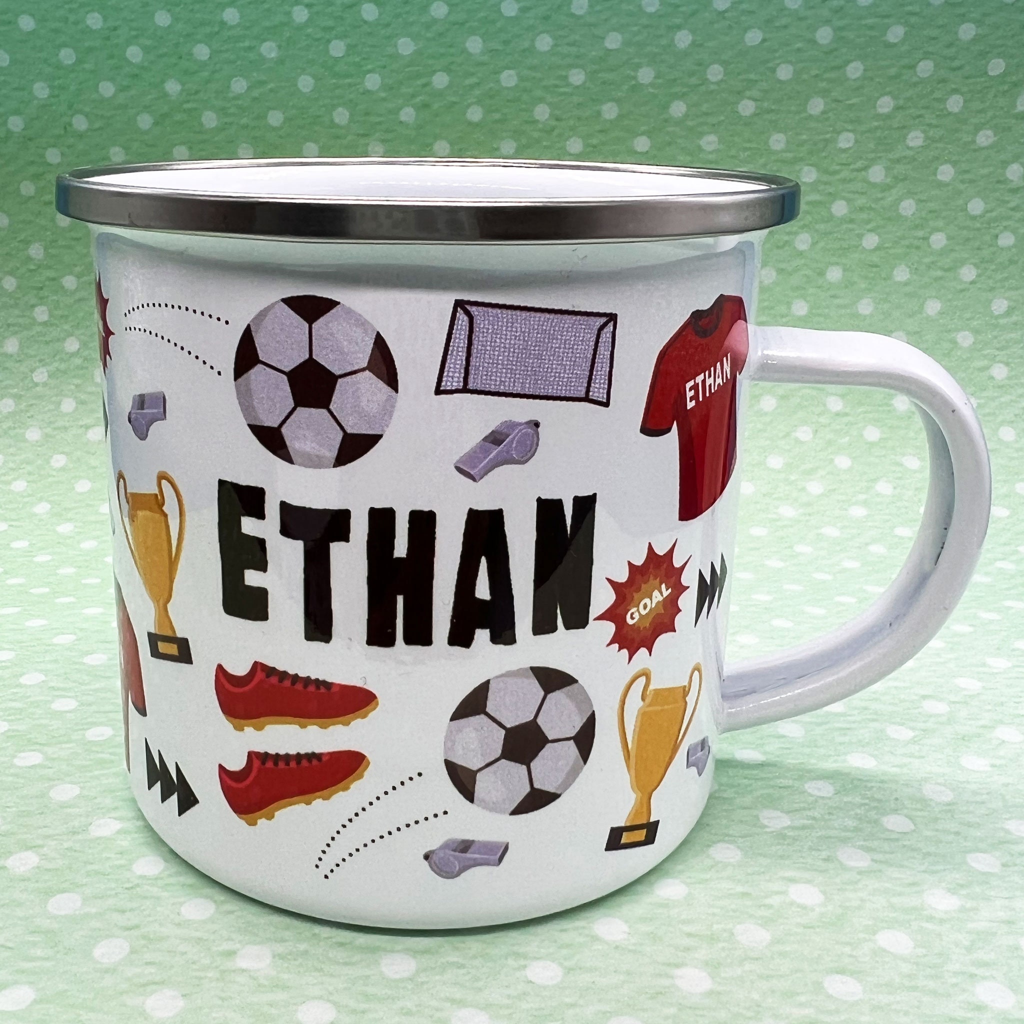 Personalised Enamel Football Mug. Football Lover Mug Boys - Etsy