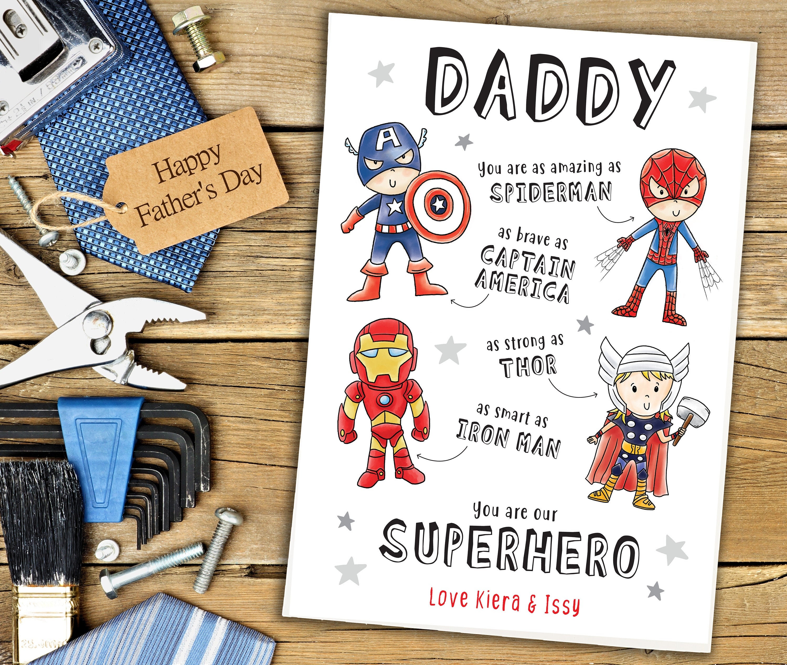PERSONALISED Daddy Dad Superhero A5 Card Father's day | Etsy