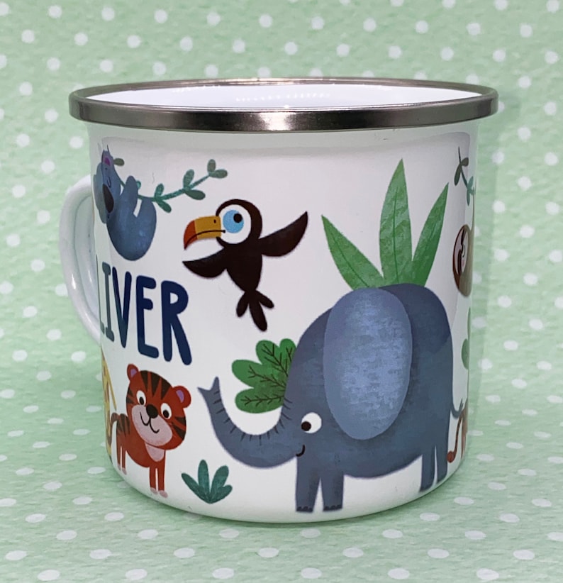 Personalised Jungle Safari Enamel Mug Personalised Kids Mug - Etsy