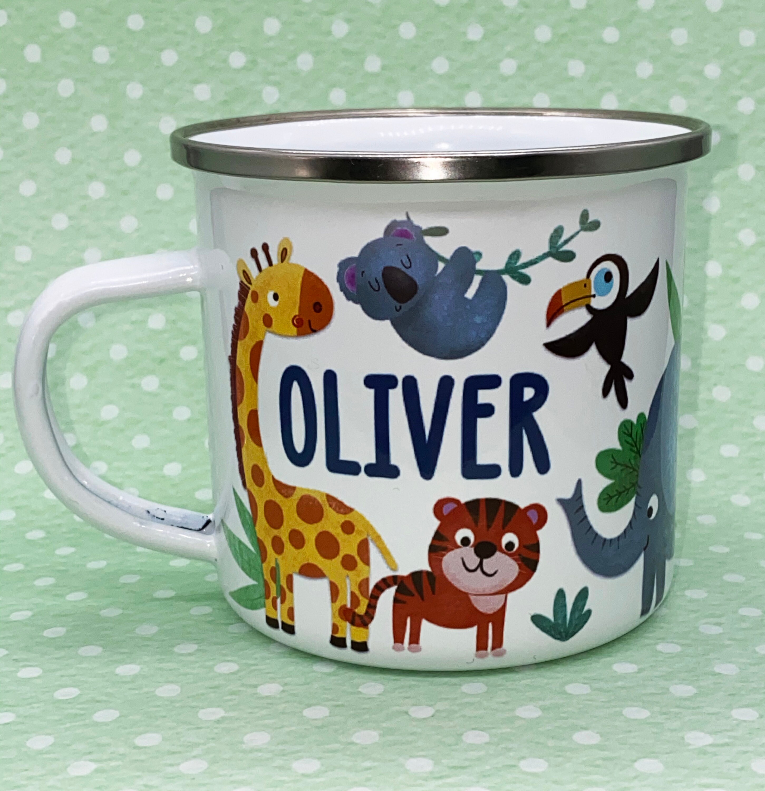 Personalised Jungle Safari Enamel Mug Personalised Kids Mug - Etsy