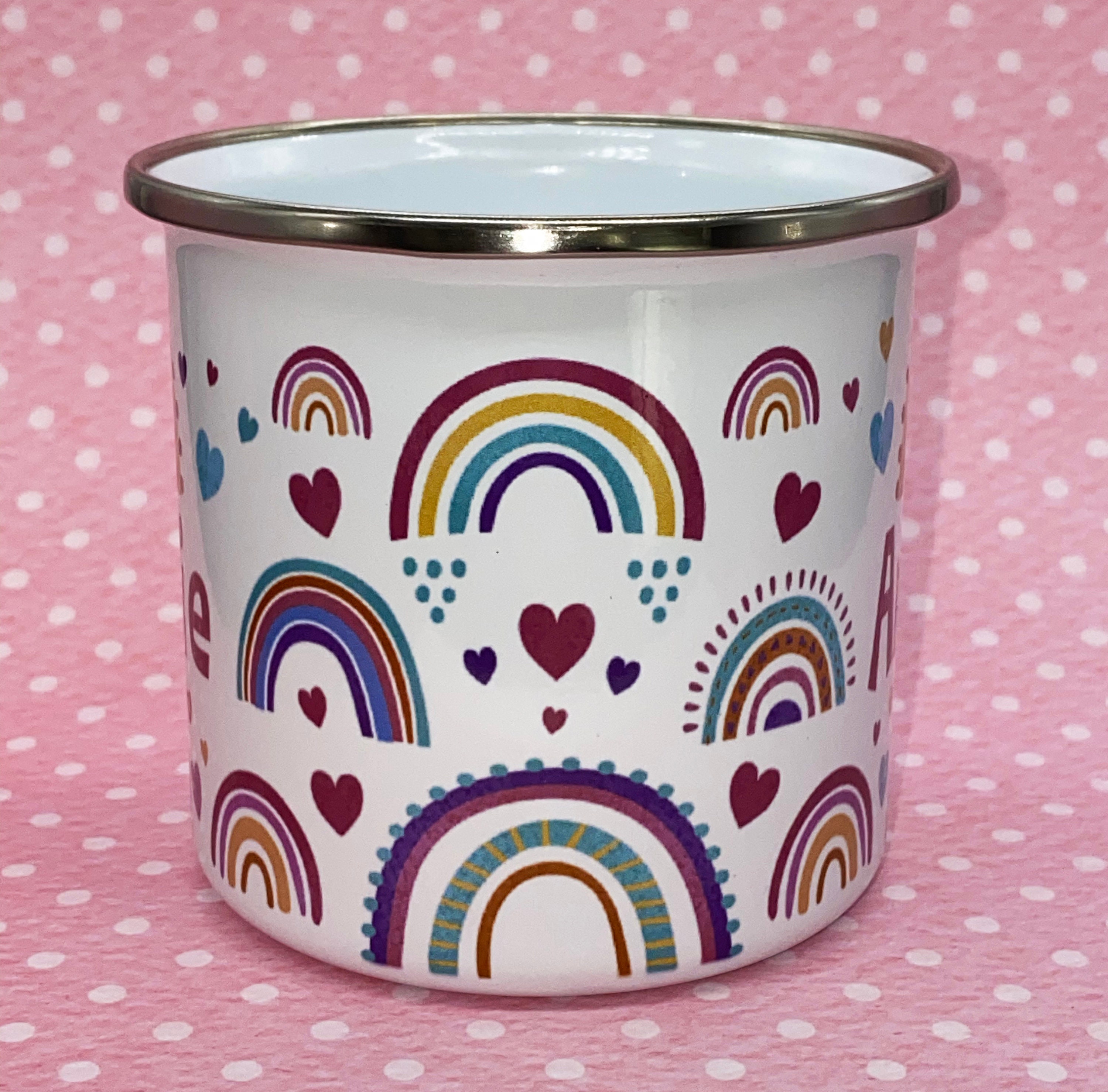Personalised Rainbow Enamel Mug Personalised Kids Mug Girls - Etsy