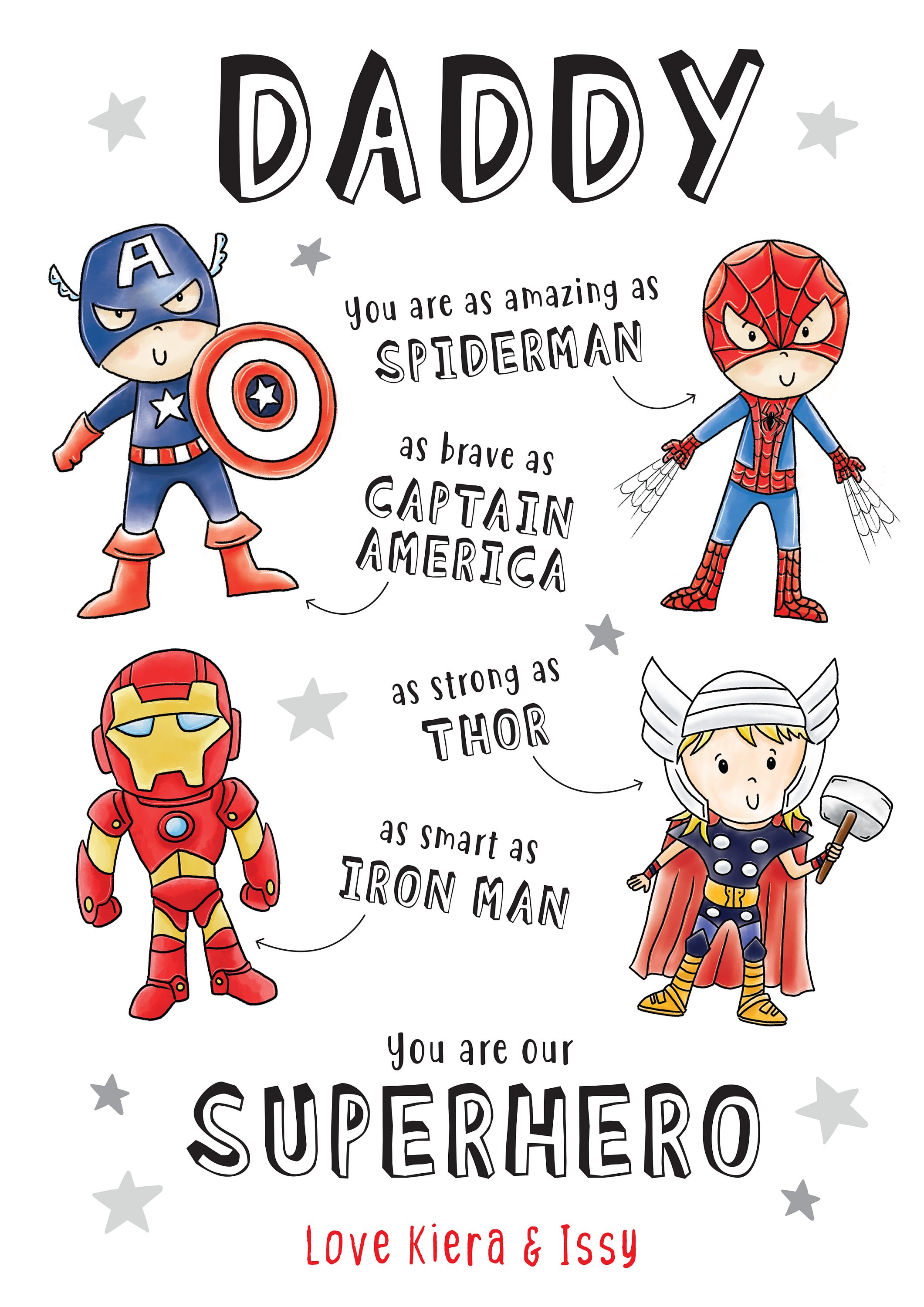 Personalised Daddy Dad Superhero Print Father's Day - Etsy UK