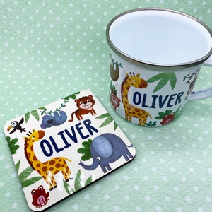 Personalised Jungle Safari Enamel Mug, Personalised Kids Mug, Birthday ...