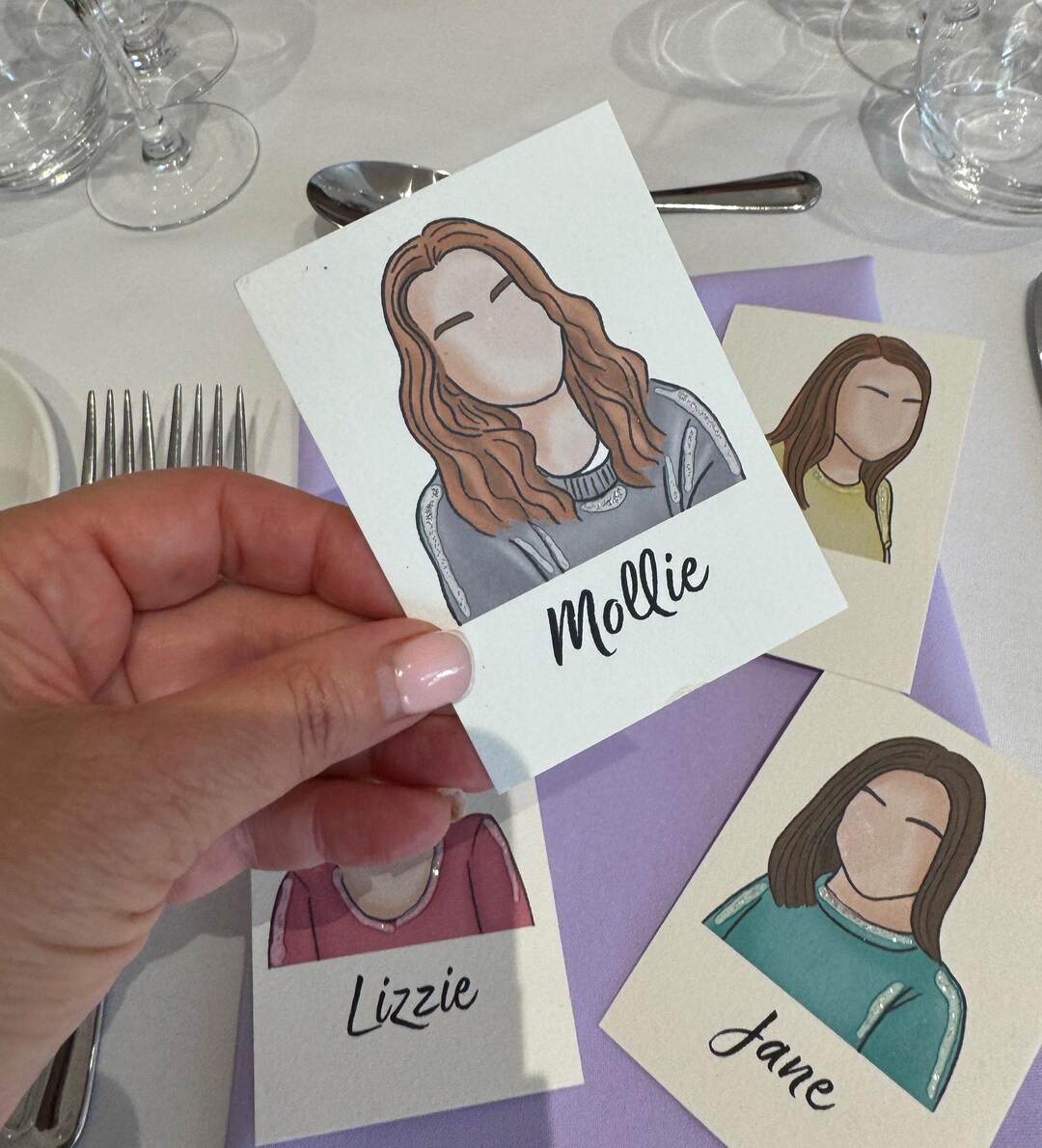 Custom Portrait Guest Place Cards, Personalised Wedding Place Cards ...