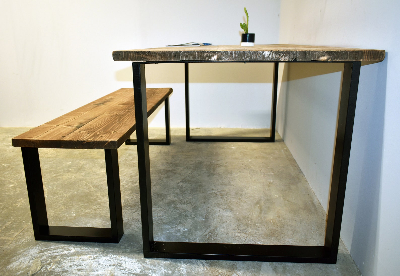 Reclaimed Wood Bench With Box Steel Legschoice of | Etsy UK