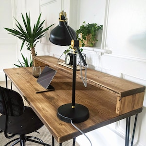 Rustic Reclaimed Desk With Monitor Shelf, Choice of Trapezium/hairpin ...