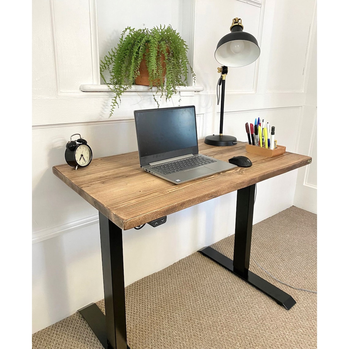Height Adjustable Sit-stand Desk With Reclaimed Wooden Top - Etsy