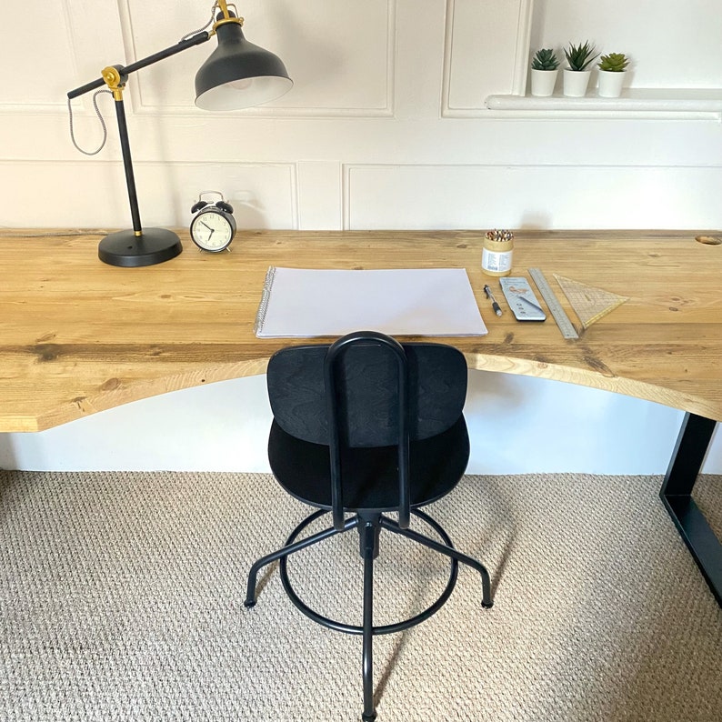 Reclaimed Curved Desk With Trapezium Legs and Cabling Holes - Etsy