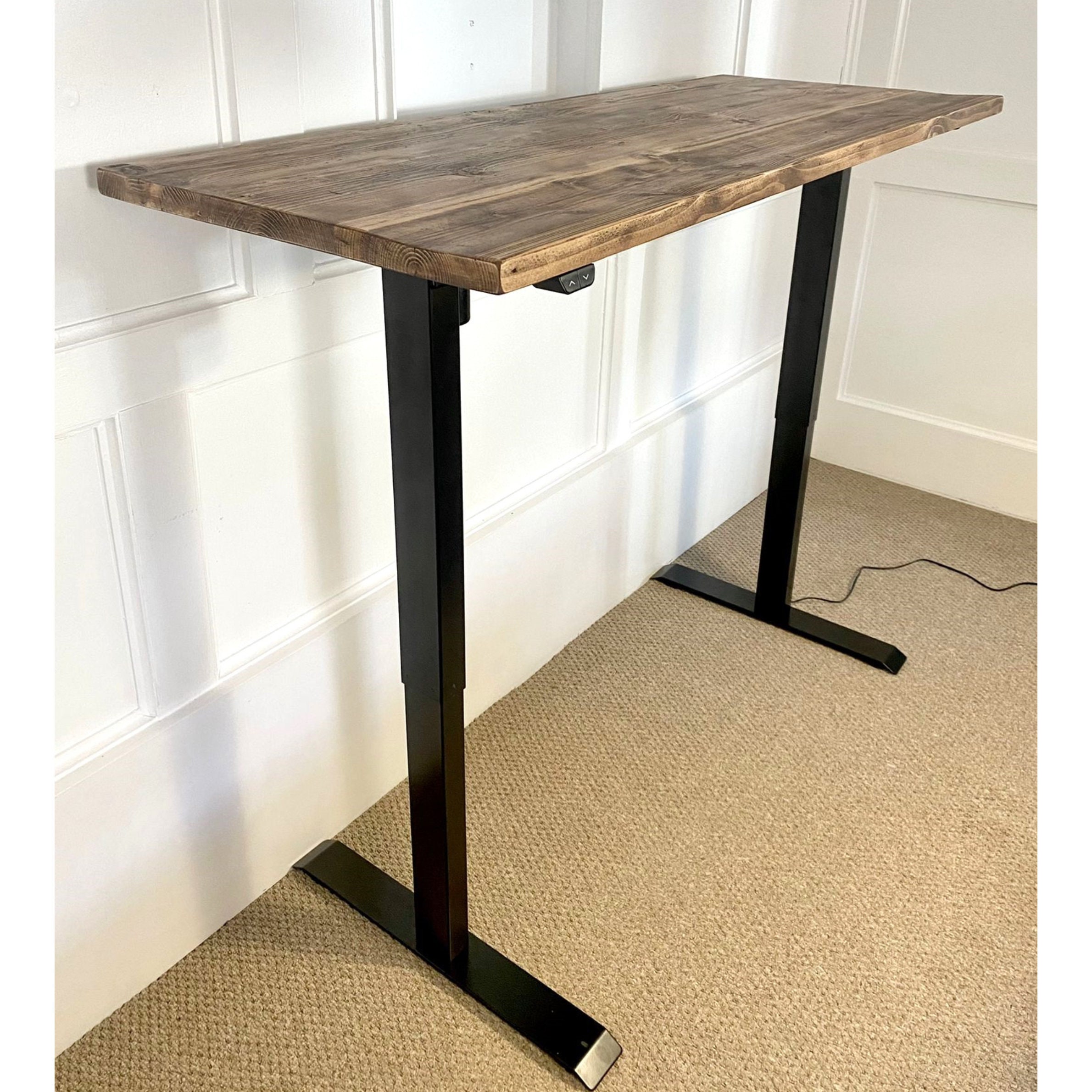 Height Adjustable Sit-stand Desk With Reclaimed Wooden Top - Etsy UK