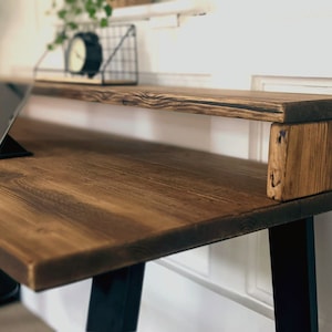 Rustic Reclaimed Desk With Monitor Shelf, Choice of Trapezium/hairpin ...