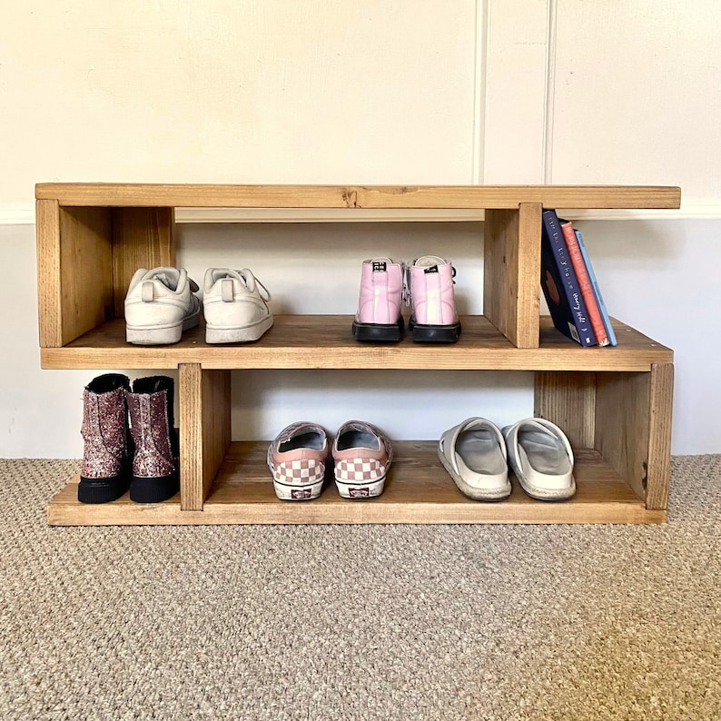 Wooden Shoe Rack Reclaimed Boards Customisable Finish - Etsy