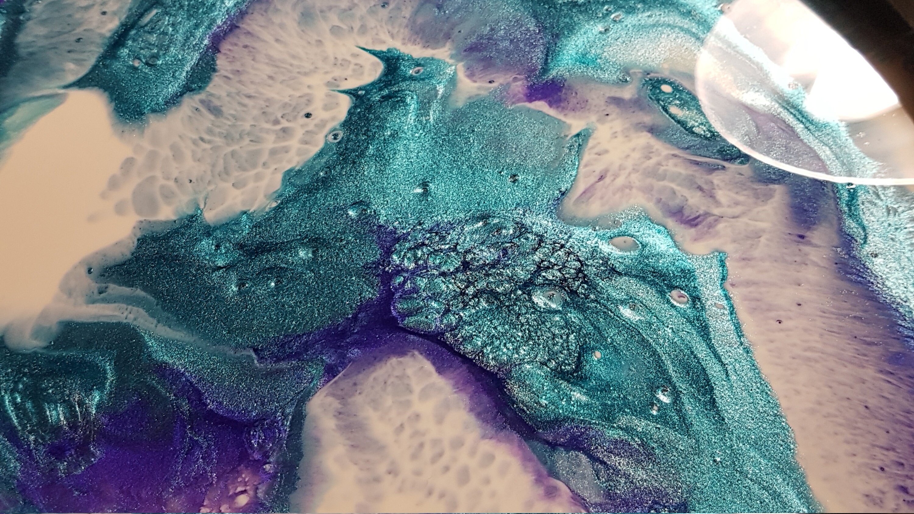 Turquoise Metallic Purple Resin Tray Stainless Steel Painting Art ...