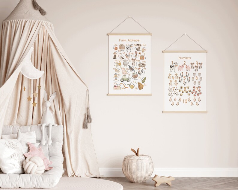 Farm Alphabet & Numbers Prints: Kids Nursery Decor (digital Download ...