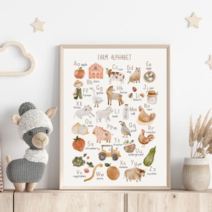 Farm Alphabet and Numbers Prints, Alphabet Poster, Farm Animals, ABC ...