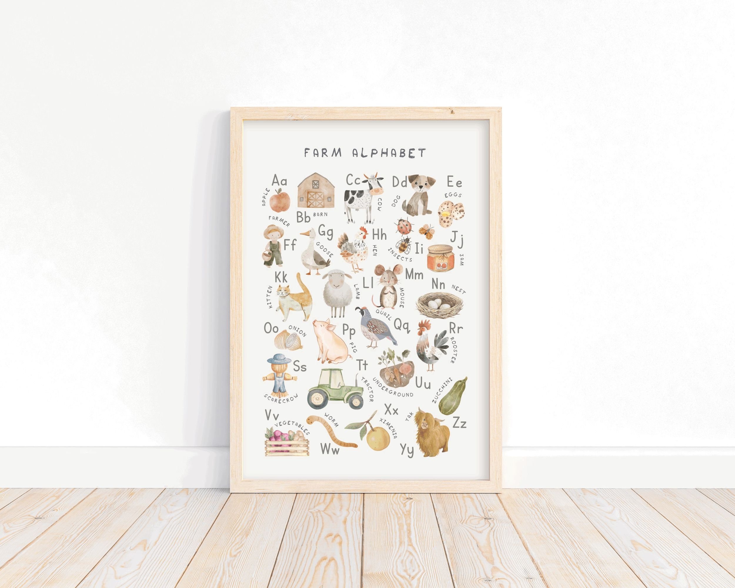 Farm Animals Alphabet & Numbers Prints: Nursery Decor (digital Prints ...