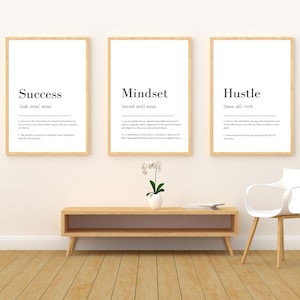 Success, Mindset,hustle Definition | Set of 3 | Inspirational Quotes ...