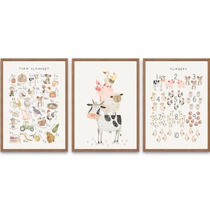 Farm Animals Alphabet & Numbers Prints: Nursery Decor, Digital Download ...
