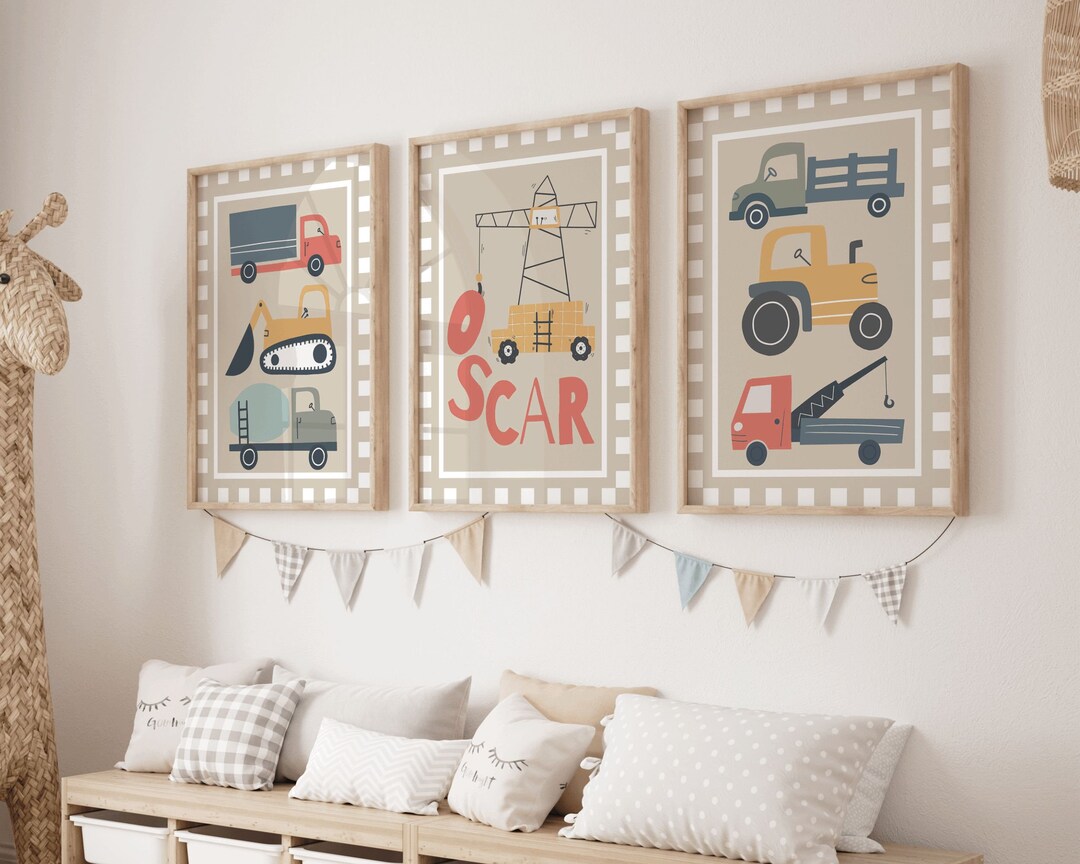 Car and Transport Prints, Set of 3 Personalised Transport Posters ...