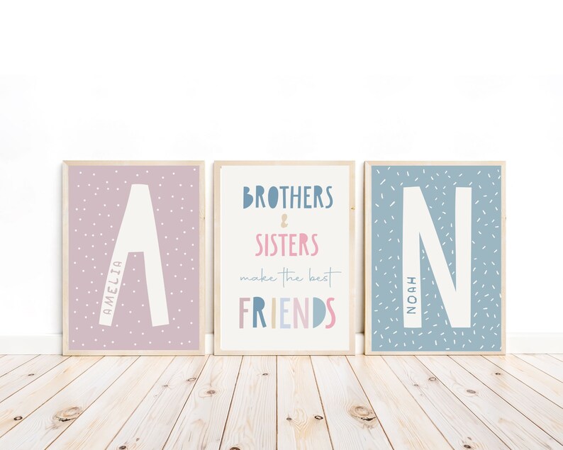 Brother Sister Rainbow Print Set: Shared Kids Bedroom Decor - Etsy