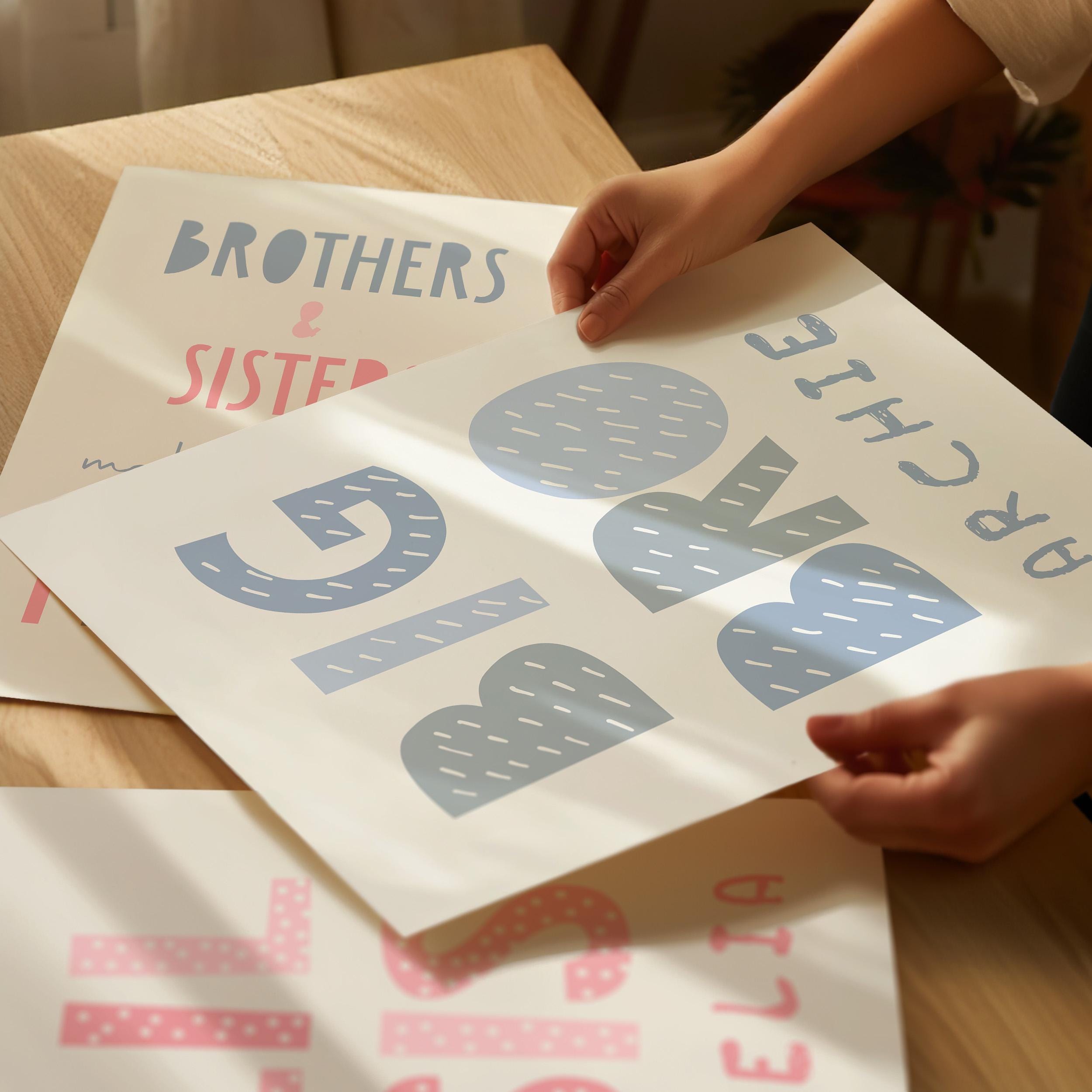 Brother & Sister Make Best Friends Prints, Sibling Bedroom Posters ...