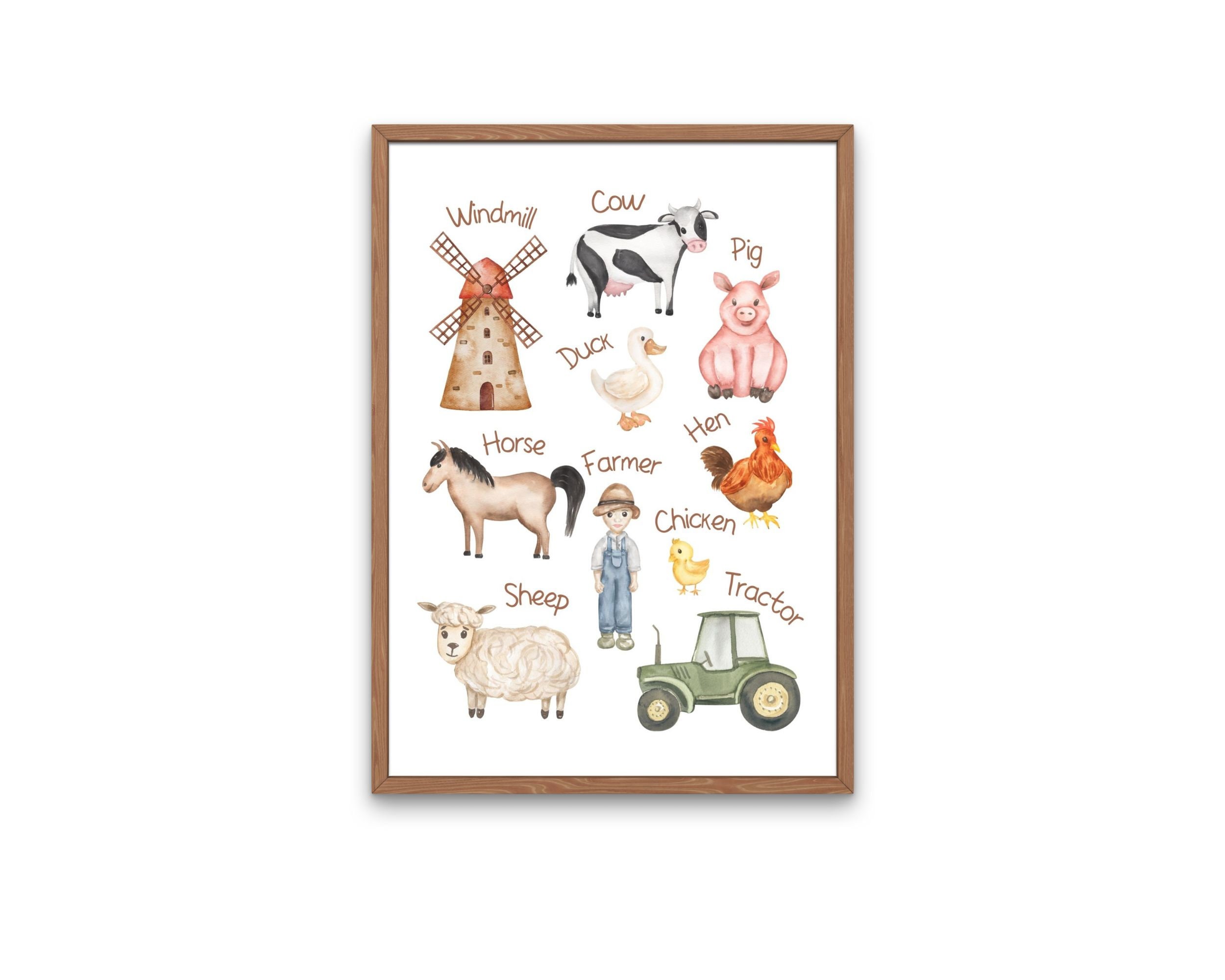 Set of 3 Farm Prints, Farm Yard, Animals Decor, Kids Prints, Nursery ...